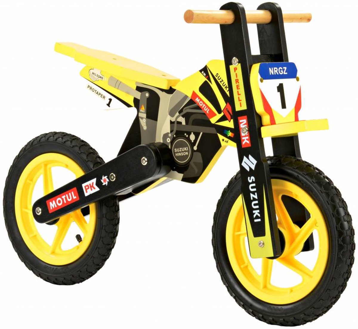 Houten Loopfiets Motor Geel (1574) - 8718836677724