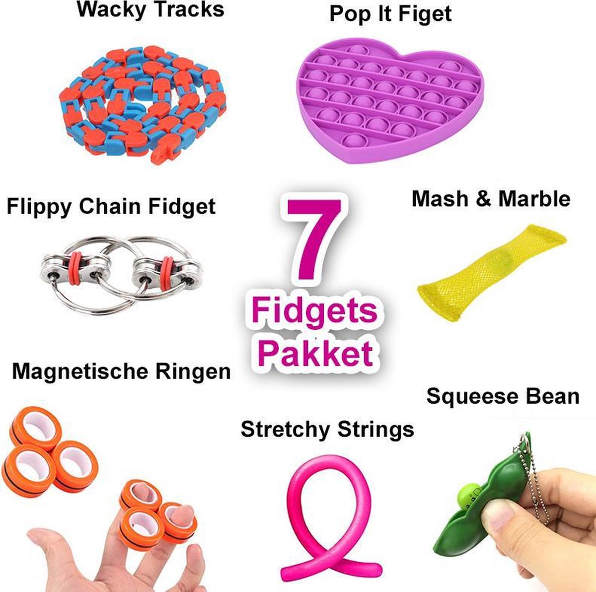 Fidget Toys Pakket - Set met 7 verschillende Fidget Toys - 8785258005992