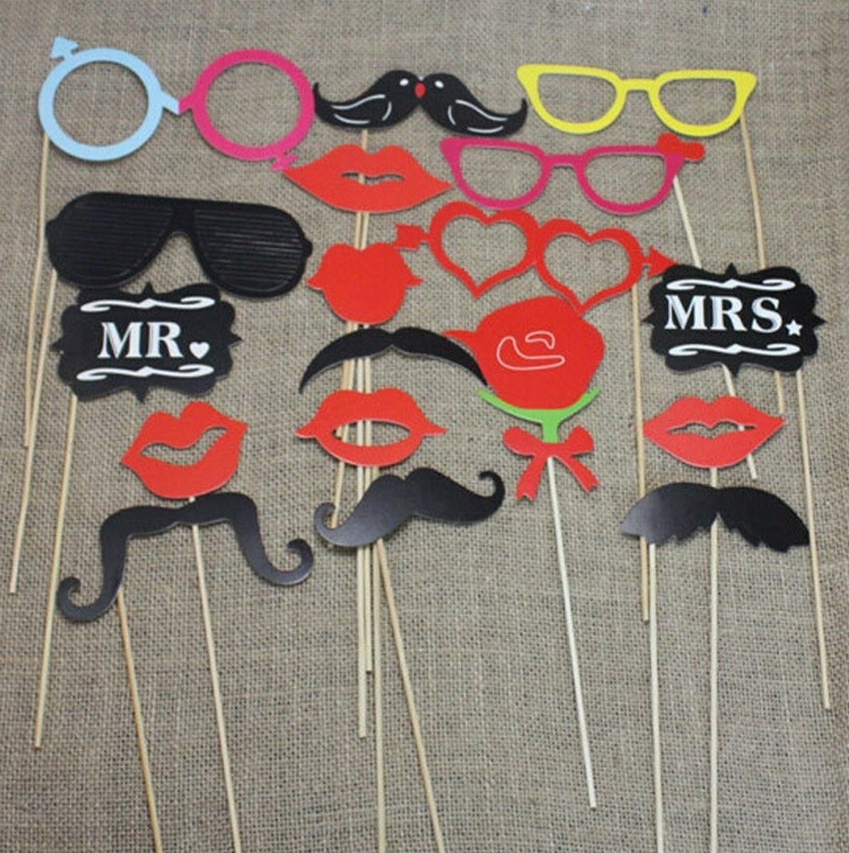 Foto Attributen - Foto Booth Props - Bruiloft Foto Decoratie - 18 Stuks ...